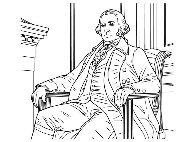 Coloriage Dessin du président américain George Washington Coloriage Dessin du président américain George Washington