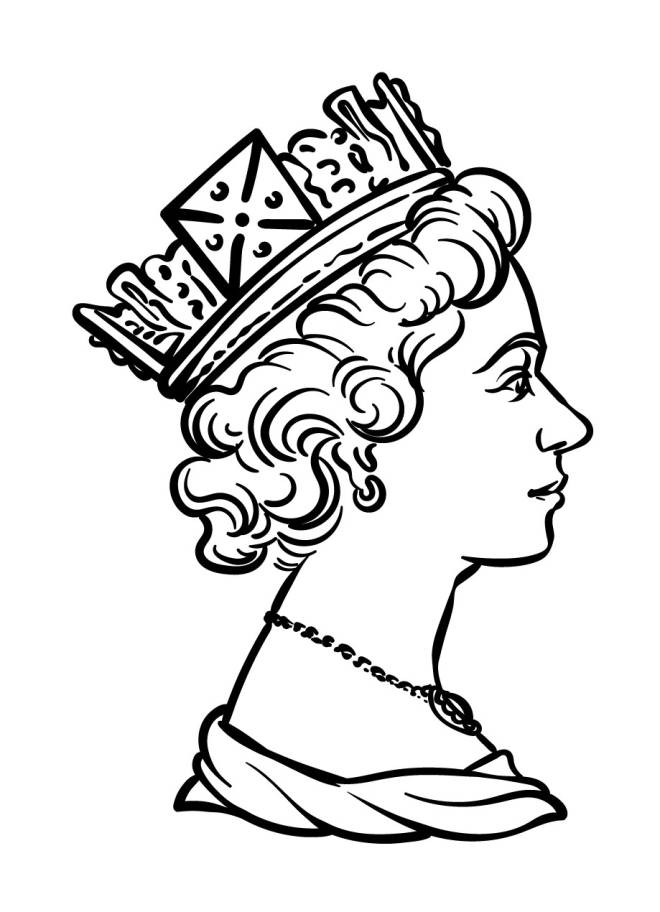 Coloriage Reine Elizabeth d'Angleterre dessin gratuit à imprimer