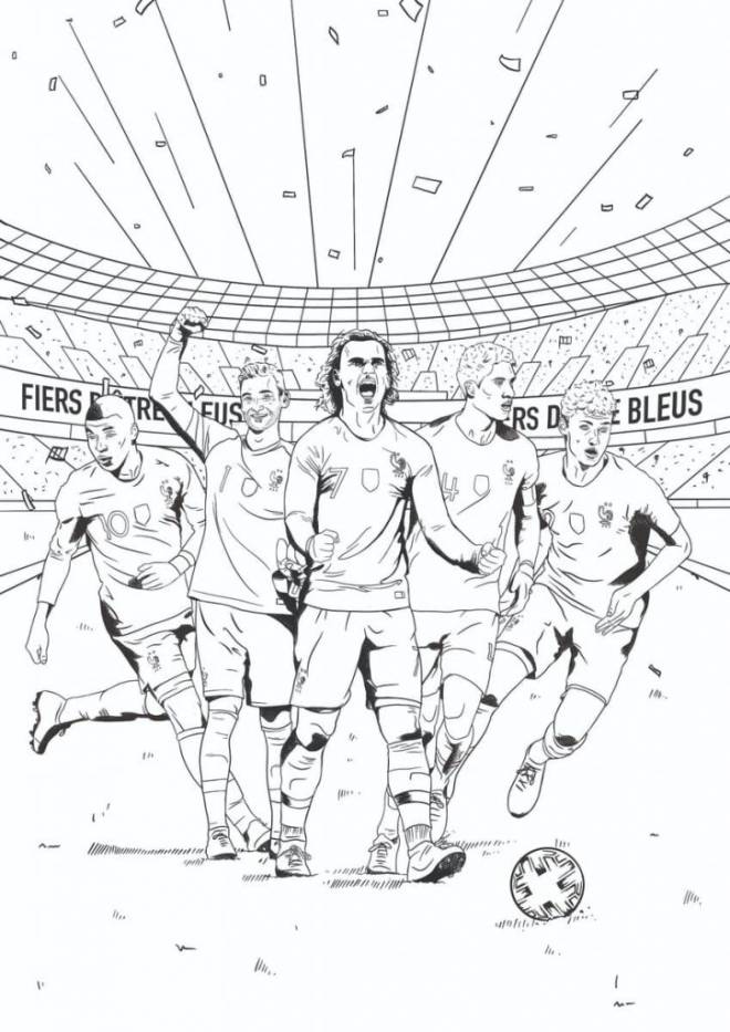 Coloriage Les footballeurs de l'équipe de France