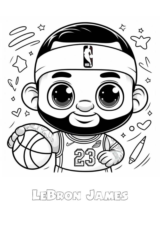 Coloriage LeBron James chibi dessin gratuit à imprimer