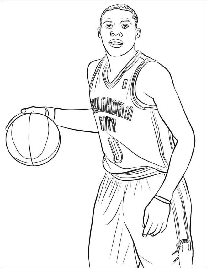 Coloriage Russel Westbrook de la NBA dessin gratuit à imprimer