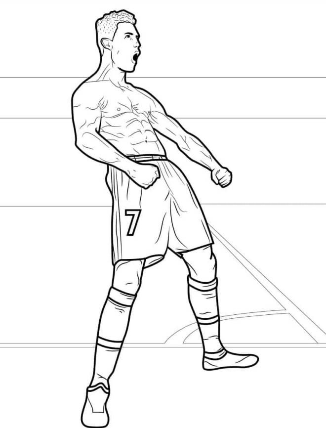 Coloriage Cristiano Ronaldo est prêt à célébrer son but