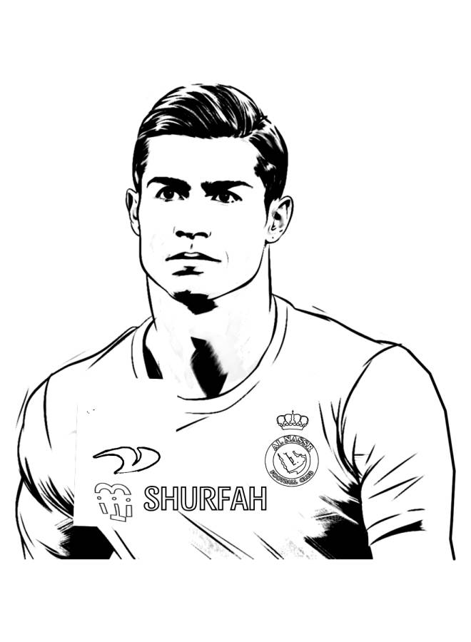 Coloriage Ronaldo joueur de Al Nassr dessin gratuit à imprimer