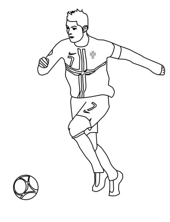 Coloriage Ronaldo prêt a tirer le ballon dessin gratuit à imprimer