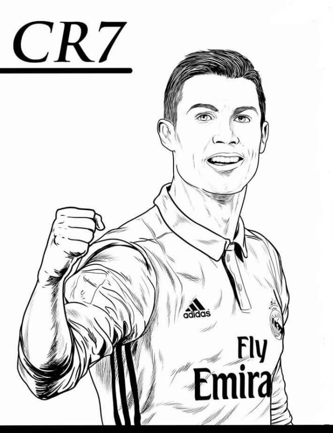 Coloriage Tableau de Cristiano Ronaldo CR7 dessin gratuit à imprimer