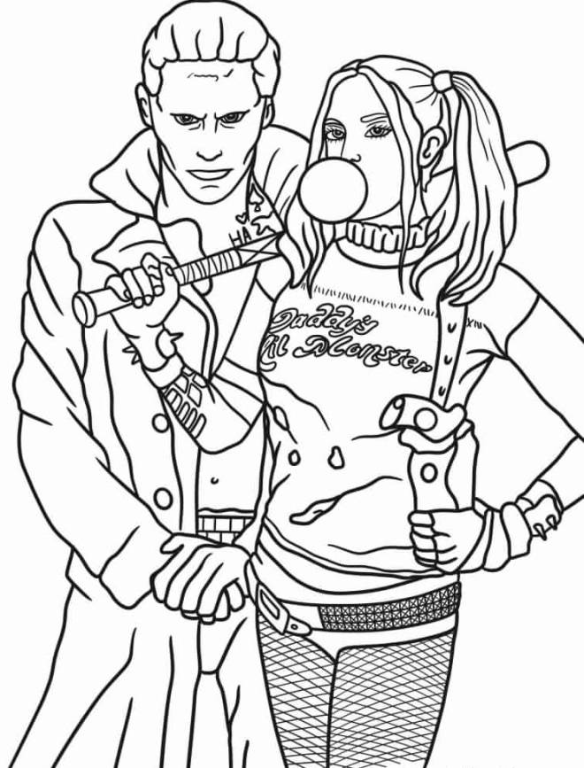 Coloriage Harley Quinn avec son copin Joker dessin gratuit à imprimer Coloriage Harley Quinn avec son copin Joker dessin gratuit à imprimer