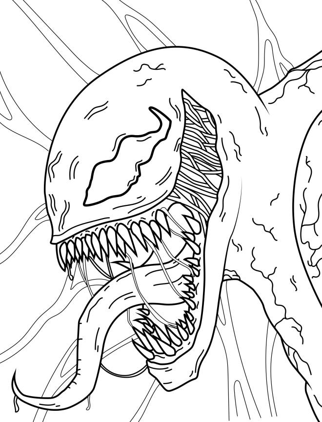 Coloriage Visage de Venom effrayant avec motifs dessin gratuit à imprimer