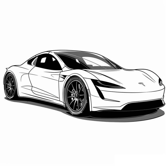 Coloriage Voiture de sport innovante Tesla dessin gratuit à imprimer